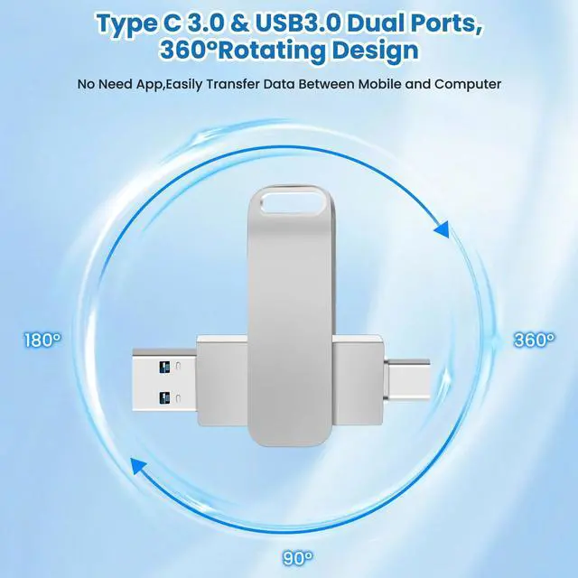 256GB Dual USB 3.0 2 in 1 OTG USB Type-C Jump Drive, Memory Stick for ...