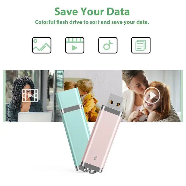 Aiibe 5 Pack 8GB Flash Drive USB Flash Drive Thumb Drives Colorful 8G ...