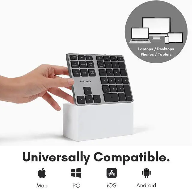 Macally Bluetooth Number Pad for Laptop - Slim Aluminum Design ...