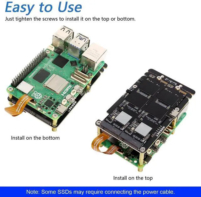 Freenove Quad M.2 NVMe SSD HAT for Raspberry Pi 5, M.2 Adapter AI HAT 4 ...