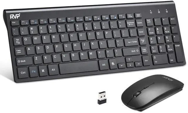 RVP+ Wireless Keyboard and Mouse Ultra Slim Combo, 2.4GHz Cordless USB ...