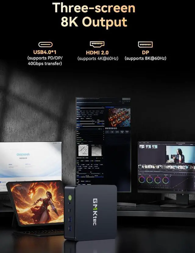 GMKtec Gaming Mini PC Ryzen 7640HS (Upgraded 6600H/6800U) 16GB DDR5 ...