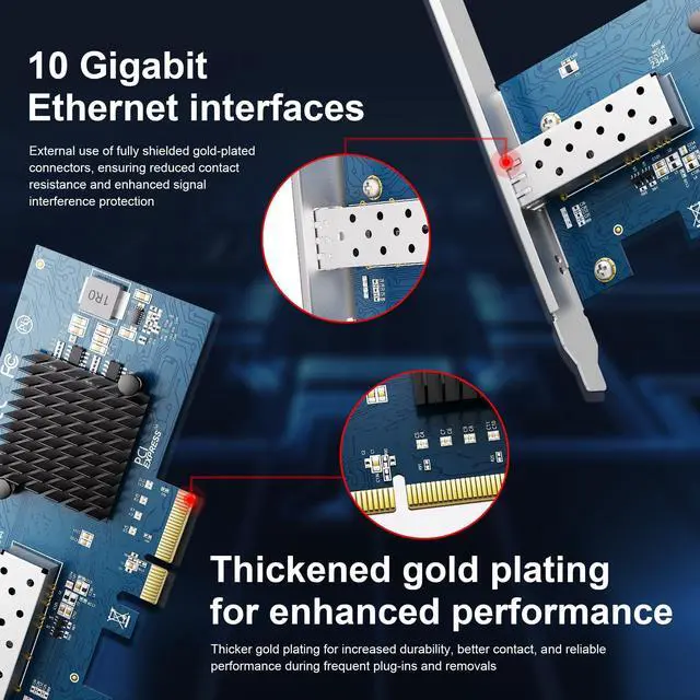 10 Gbps PCIe NIC Network Card, Single SFP+ Port, Intel 82599EN ...