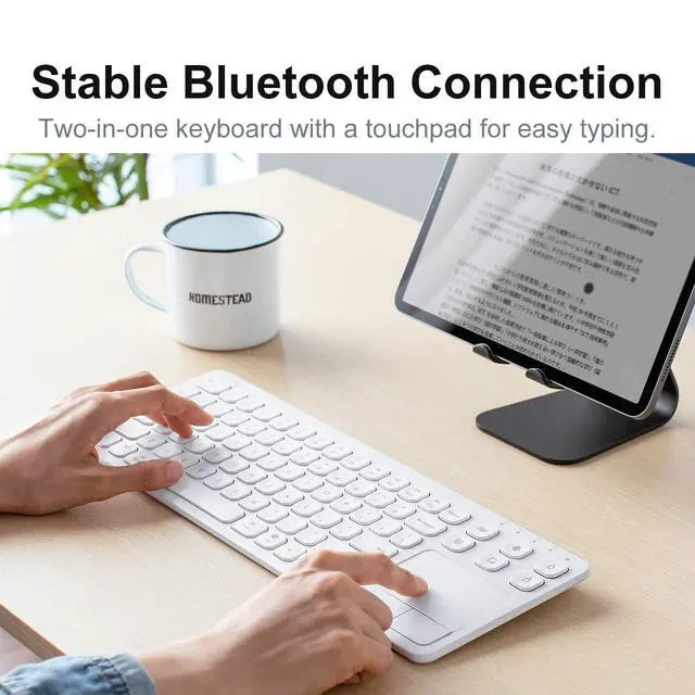 SANWA Multi Device Bluetooth Keyboard with Touchpad, Rechargeable ...