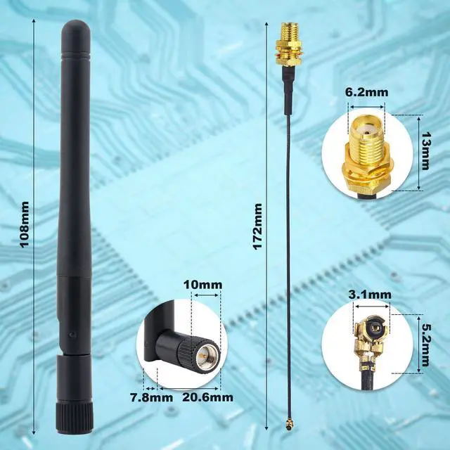 Kaunosta 433 MHz Antenna Set,12PCS Includes 6 SMA Male 3dBi Antennas ...