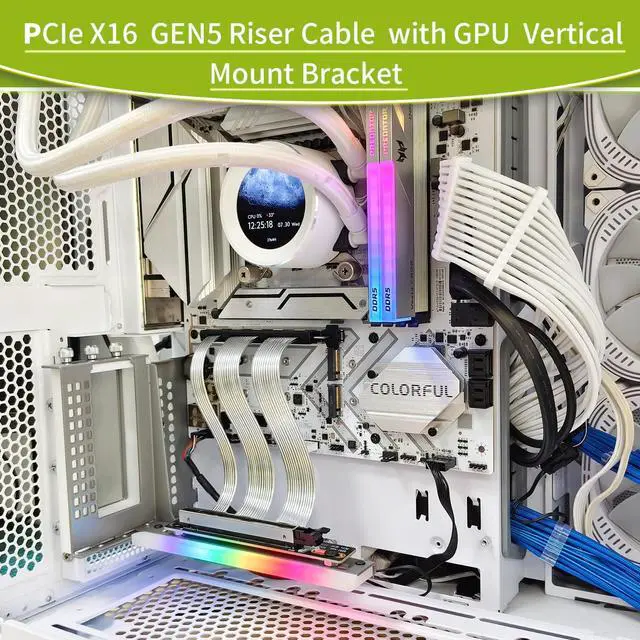 GIGA-MEGA PCIe 5.0 X16 Riser Cable GPU Extension Cable GEN5 Vertical ...