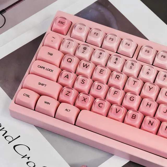 132 Keys PBT Jelly Keycaps MOA Profile Sakura Pink Foundation Keycaps ...
