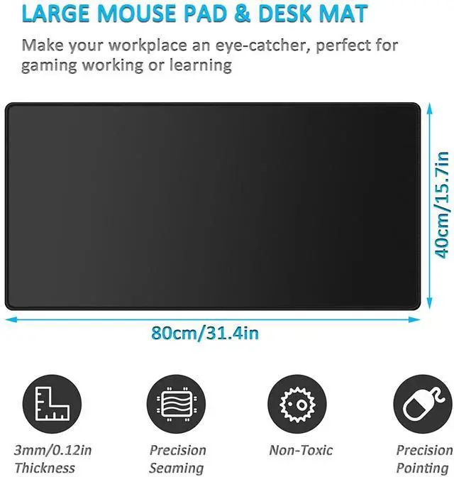 LL-COEUR XXL Black Mouse Pad Gaming Keyboard Mat Laptop Office Desk Mat ...