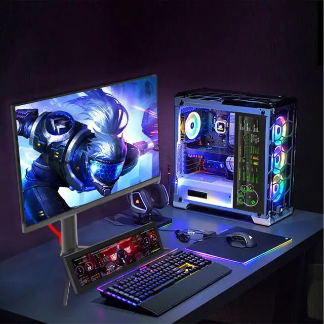 iPistBit 8.8 Inch Mini Monitor, 1920x480 Secondary Screen, PC Case ...