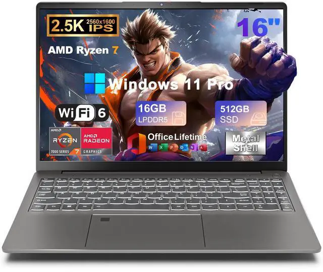 2025 16 Inch 2.5K IPS Gaming Laptop Computer, AMD Ryzen 7 6800H (Up to ...