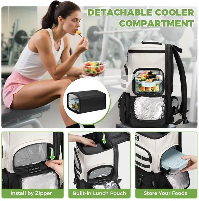 MATEIN Work Backpack with Detachable Lunch Compartment, Large Gym ...
