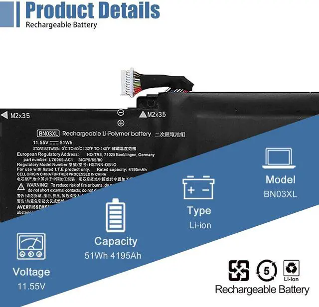 VANPIR BN03XL Laptop Battery Replacement for HP Envy x360 15 2020 13 ...