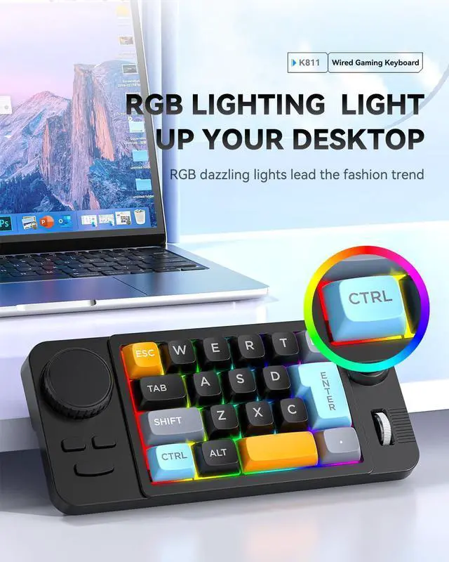 19-Key Mechanical Gaming Keypad, Hot-Swappable Keys, Macro Programmable ...