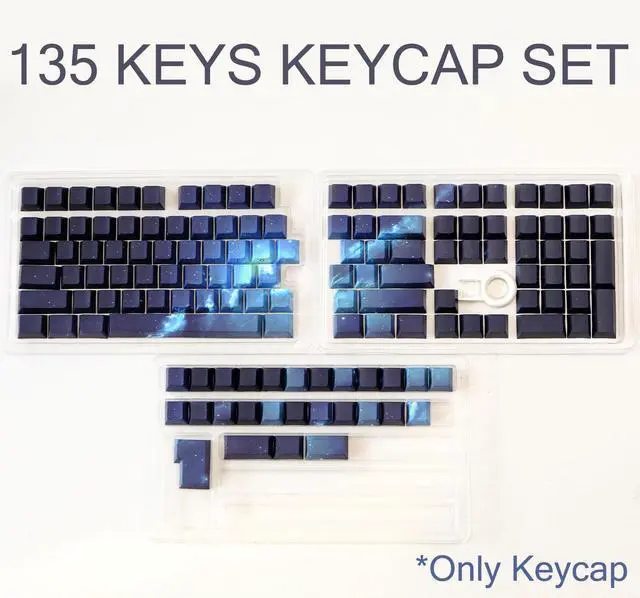 Dark Blue and Black PBT Cherry Profile Keycap, Side Print Shine Through ...