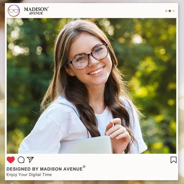 Madison Avenue TR90 Blue Light Blocking Glasses Anti Eyestrain UV Glare ...