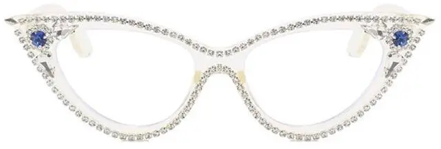 ICARA Sparkling Crystal Retro Cat Eye Frame Bling Rhinestone Reading ...