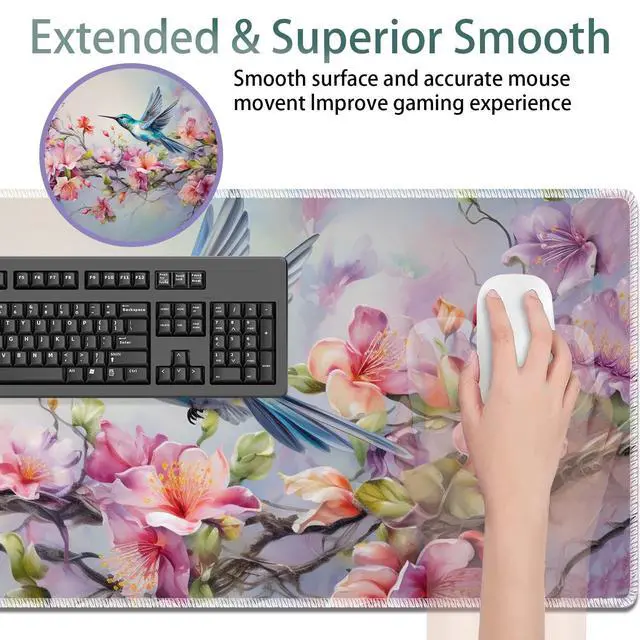 Large Gaming Mouse Pad Non-Slip Keyboard Pad Soft Extended Desk Mat ...