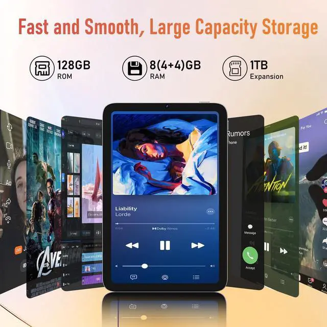 FUNYET Android Tablet,10 inch Tablets 2025,8GB (4+4) RAM 128GB Storage ...