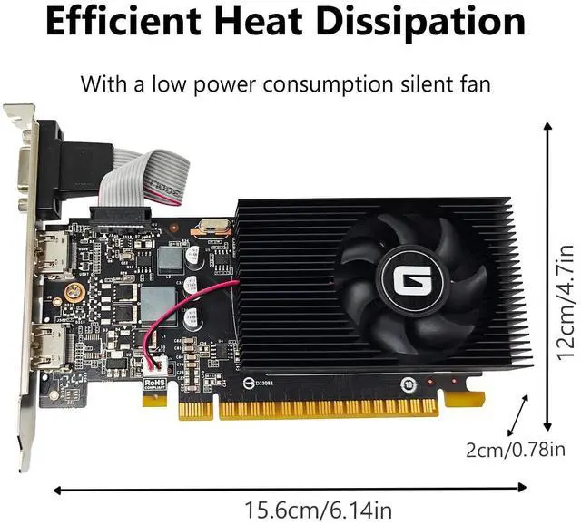 Glorto GeForce GT 730 2G Low Profile Graphics Card, 2X HDMI, VGA, DDR3 ...