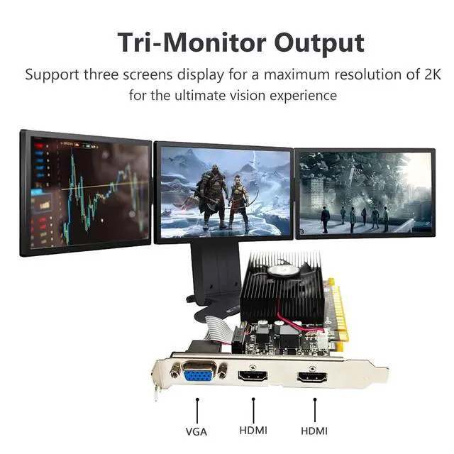 Glorto GeForce GT 730 2G Low Profile Graphics Card, 2X HDMI, VGA, DDR3 ...