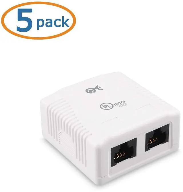 Cable Matters UL Listed Cat6 5-Pack RJ45 Surface Mount Box - 2 Port in ...