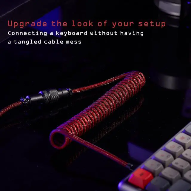 Nlofin USB Coiled Gaming Cable - Coiled USB C Cable with Detachable ...