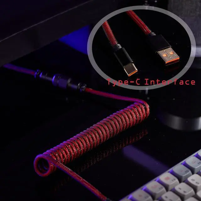 Nlofin USB Coiled Gaming Cable - Coiled USB C Cable with Detachable ...