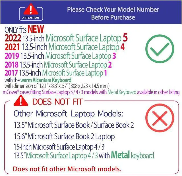 mCover Hard Case Only Compatible for 13.5" Microsoft Surface Laptop (5 ...