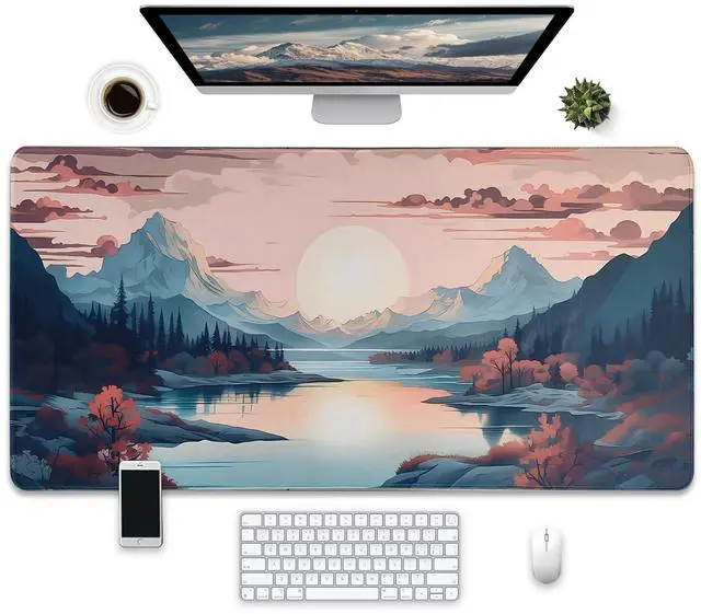 Large Gaming Mouse Pad, Mountain Lake Landscape Design, 31.5 x 15.7 ...