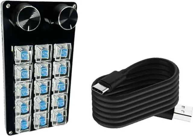 Customizable Macro Keypad with Double Knob, 15Key Mechanical Gaming ...
