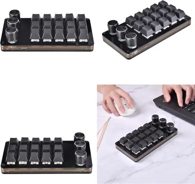 Macro Keyboard Programming Keypad 15 Keys 3 Knobs Mechanical Keyboard Button Pad for Hot Swap ...