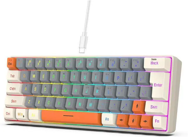 PLCPDM Gaming Mechanical Keyboard Blue Backlits 63 Key Corded Office ...