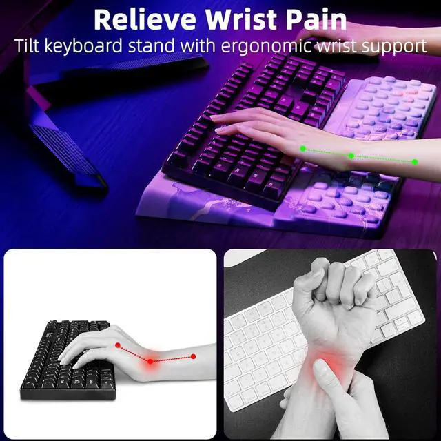 Computer Keyboard Stand Tilt with Wrist Rest, Comfy Ergonomic Keyboard ...