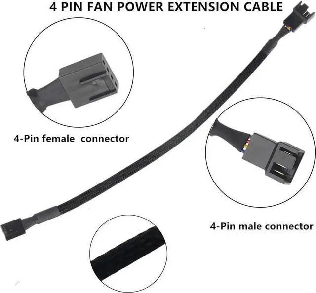 JAENFONG 10 PCS 10" 4 Pin Fan Extension Power Cable Computer PC Fan ...