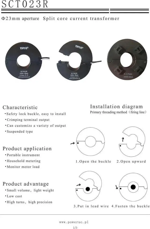 SCT023R Input 100A/200A/300A/400A Output 50mA Accuracy 0.5% Split core ...