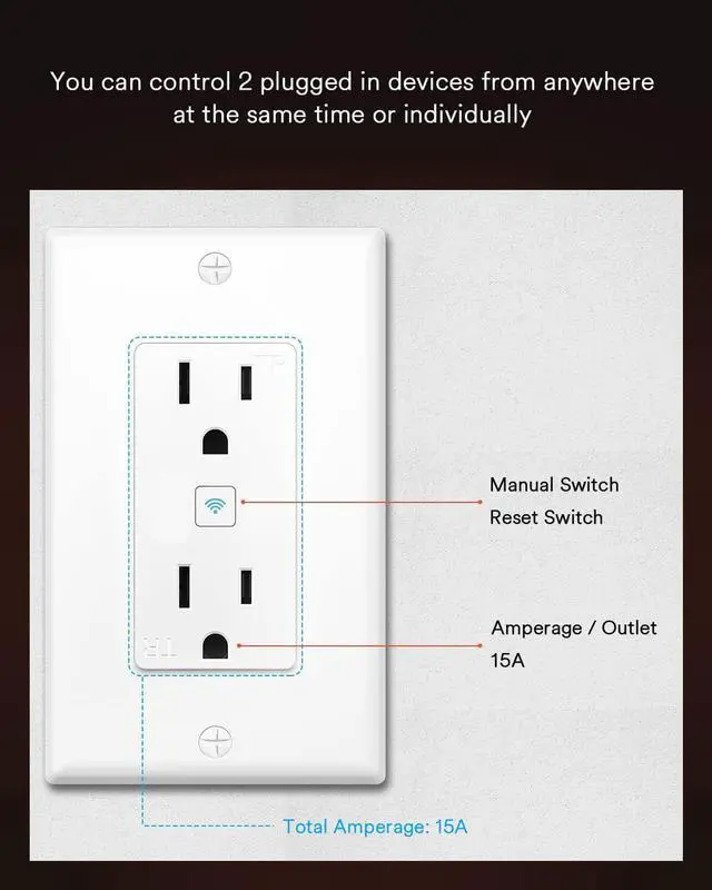 Standard Electrical Outlet, Smart in Wall Outlet Work with Alexa Google ...
