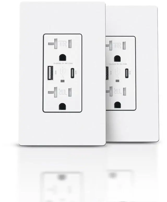 USB Receptacle Outlet, 30W Speedy Charge Outlet with Type C&A Ports ...