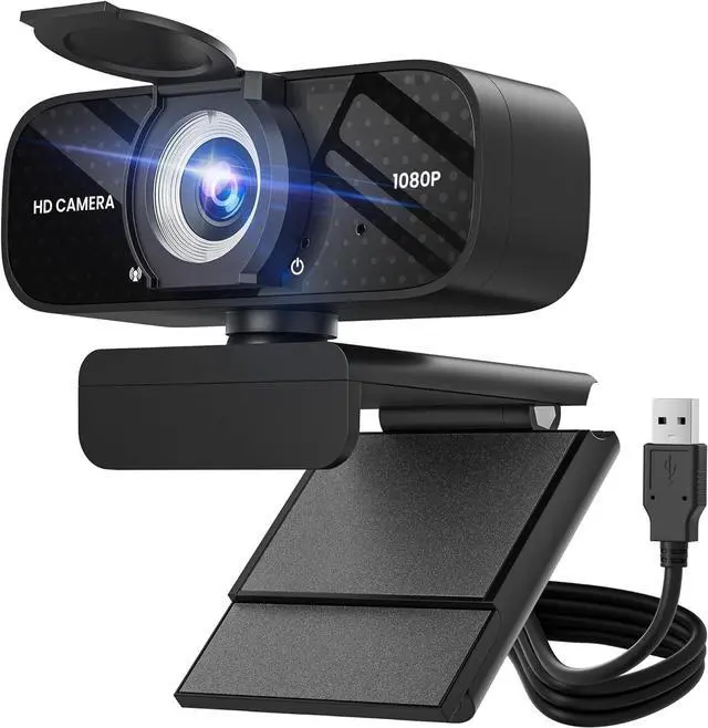 Full HD 1080P Webcam with Built-in Mic Wide Angle & Auto Focus Privacy ...