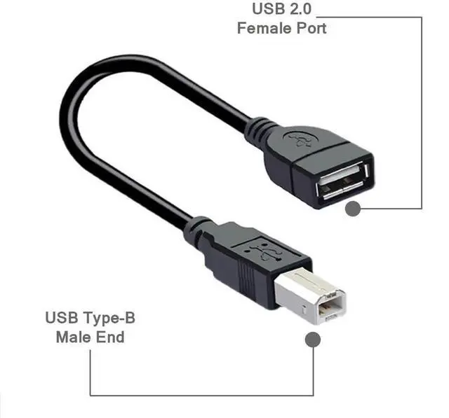 JAENFONG USB Printer Cable Printer to Computer USB A Female to B Male ...