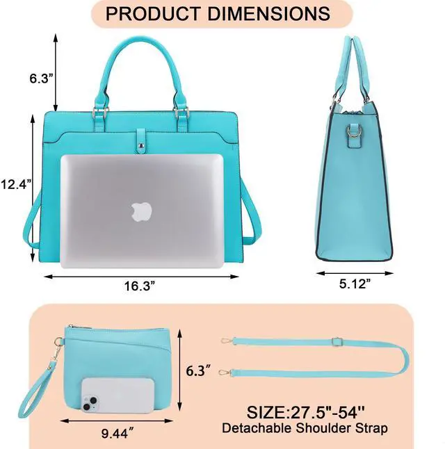 YZAOLL 15.6 Inch Laptop Bag for Women,Lightweight Vegan Leather Work ...