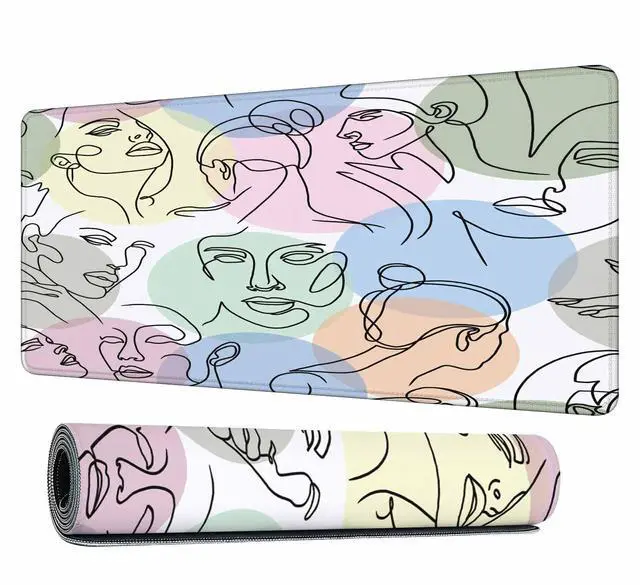 Y YIHANGBEST Abstract Women's Faces Gaming Mouse Pad Black Lines ...
