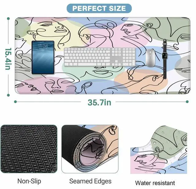 Y YIHANGBEST Abstract Women's Faces Gaming Mouse Pad Black Lines ...