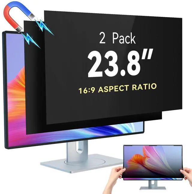 [2-Pack] Magnetic 23.8 Inch Computer Privacy Screen Protector for 16:9 ...