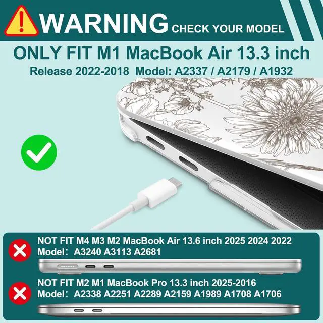Yebiseven for M1 MacBook Air 13 inch Case 2021 2020 2019 2018 Model ...
