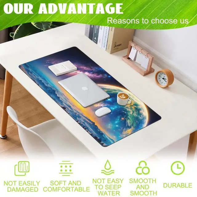 Eflxamz Desk Mat,Galaxy Earth Planet Desk Pad,Science Fiction Cosmic ...