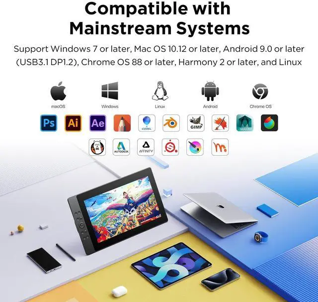 UGEE 15.4 inch Drawing Tablet with Screen143% sRGB UE16 Computer ...