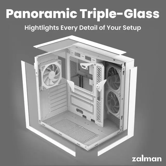 Zalman ZQBE ATX Mid Tower PC Case, 3 x PWM ARGB Fans with Multi-Port ...