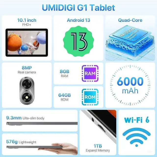 UMIDIGI G1 Tab Android 13 Tablet 2024 - Newegg.com