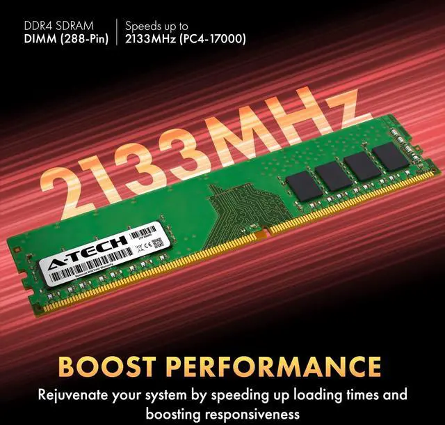 A-Tech 8GB DDR4 2133MHz DIMM PC4-17000 UDIMM Non-ECC 2Rx8 1.2V CL15 288 ...