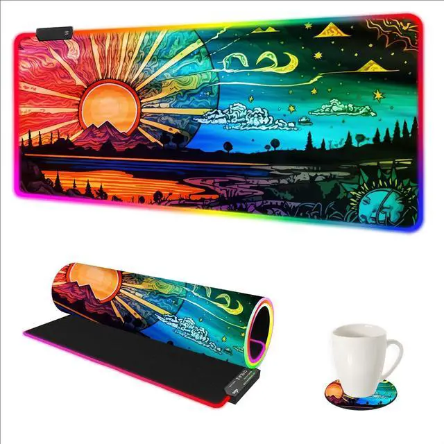 DINKY RGB Mouse Pad Large, Led Gaming Mousepad Glowing Mat Colorful ...